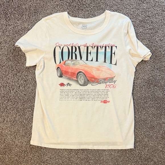 Tops | Corvette Cream Graphic Tshirt | Poshmark